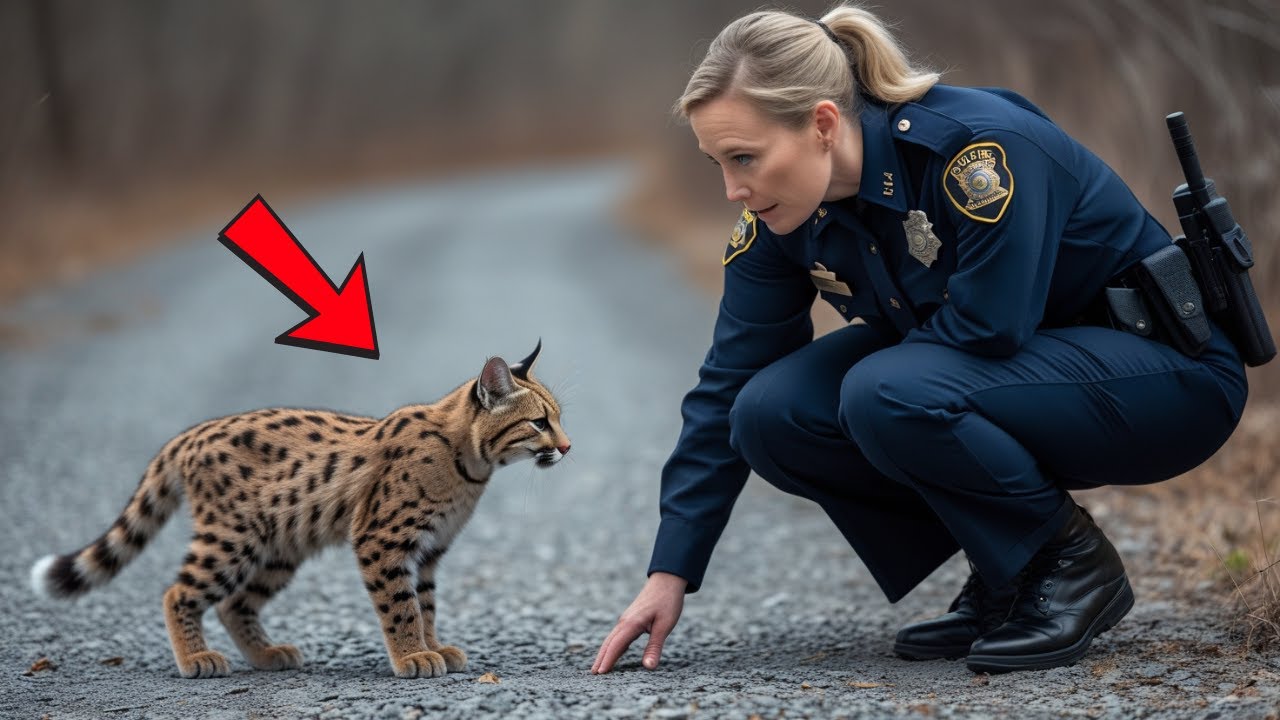 Little Bobcat Keeps Following Officer For Help,When She Discovers The ...