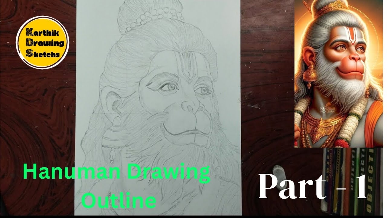 How to draw a outline for Hanuman Drawing | Hanuman drawing PART -1 ...
