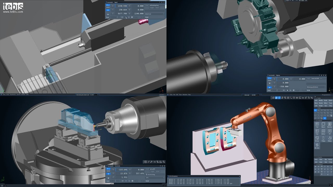 Tebis CNC Simulator supports all machine types in the machine library ...