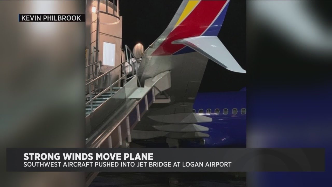 Strong Winds Move Plane - YouTube