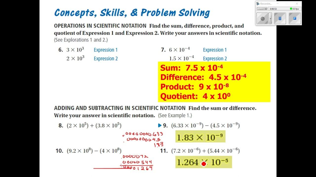 home work video for lesson 8 7; Operations of Scientific Notation - YouTube