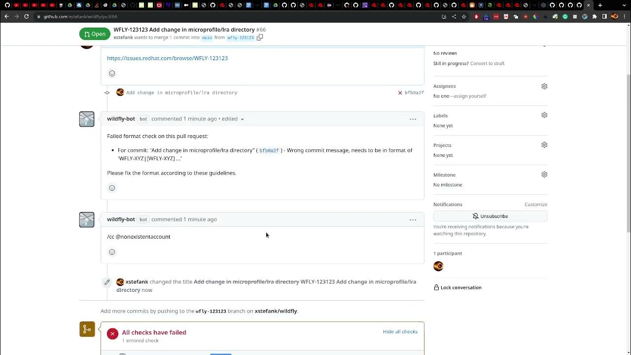 WildFly GitHub Bot - Pull request format verification - YouTube