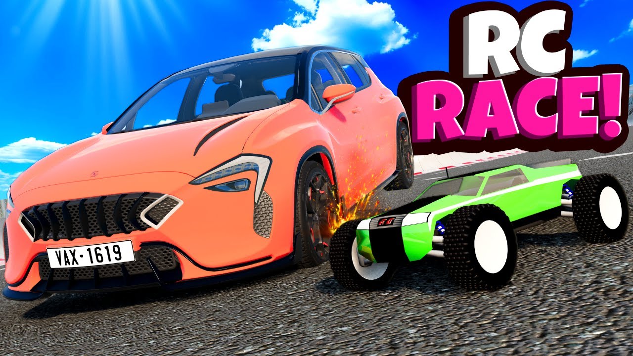 HIGH-SPEED RC Car VS Full-Sized Cars in a Derby Race in BeamNG Drive ...