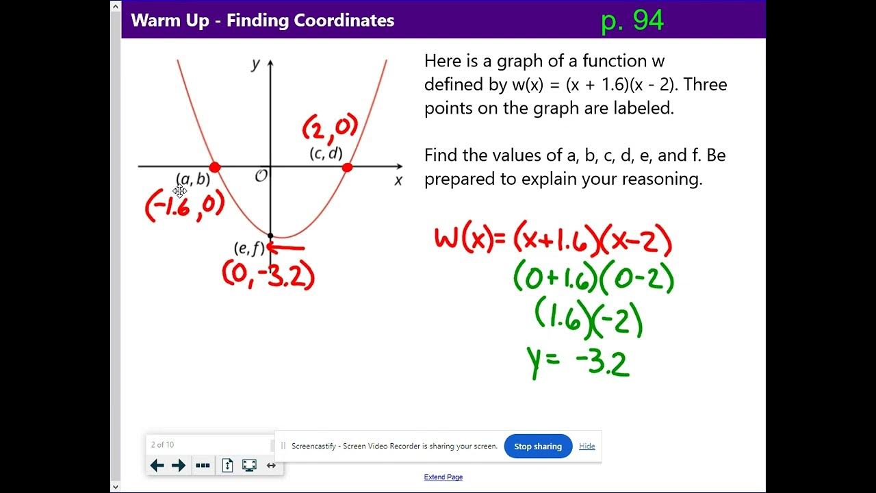 Unit 6 Lesson 11 Graphing from the Factored Form - YouTube