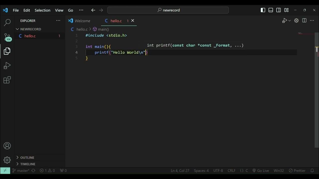 Write your first code in C - YouTube