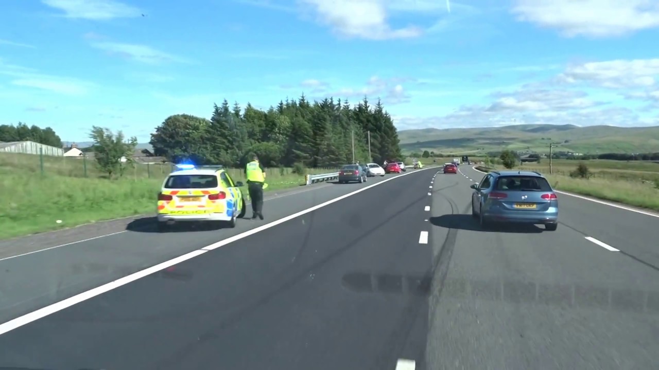 Cumbria Police just arriving at an RTC M6 near Shap Lake District ...