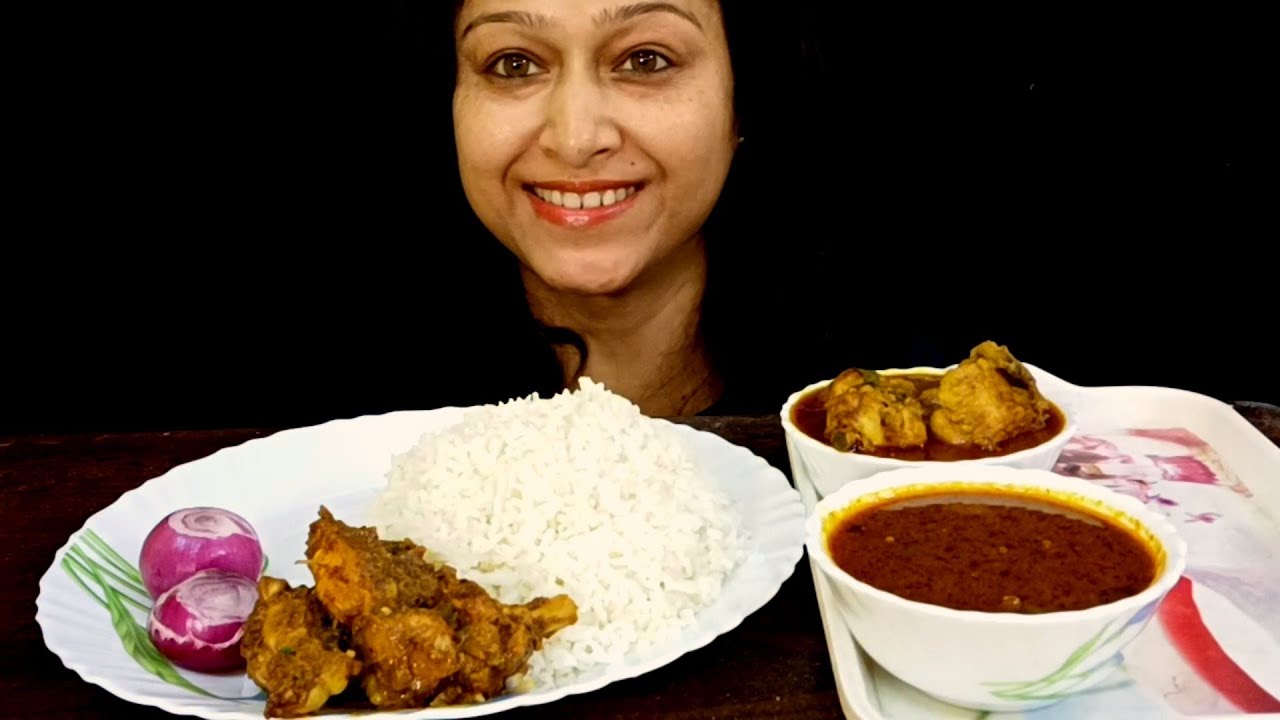EATING CHICKEN DRY FRY 🍗, CHICKEN CURRY 🍛 WITH RICE 🍚 - YouTube