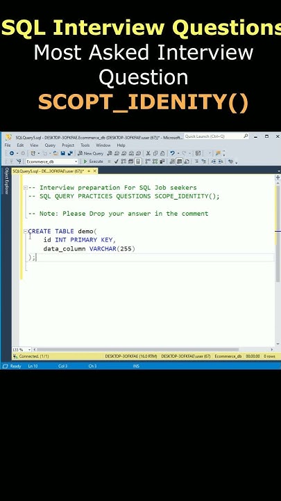 sql most asked interview questions explain scope_identity with a query #sqlinterviewquestions ...
