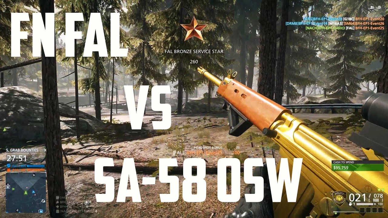FAL vs SA 58 OSW Weapon Comparison - Battlefield Hardline - YouTube