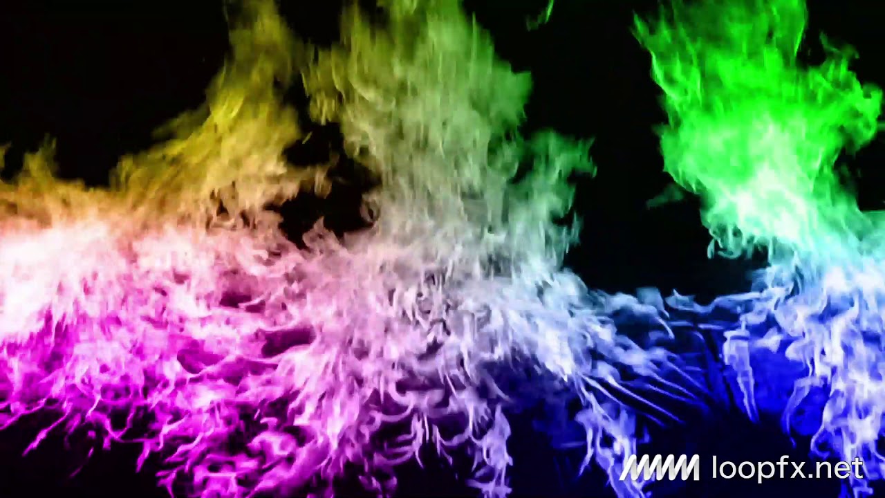Rainbow Blue Fire flame effect loop animation stock footage HD ...