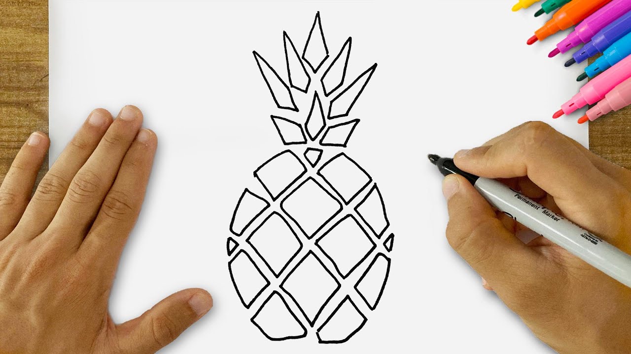 How to Draw a Pineapple? Very Easy Pineapple Drawing - YouTube