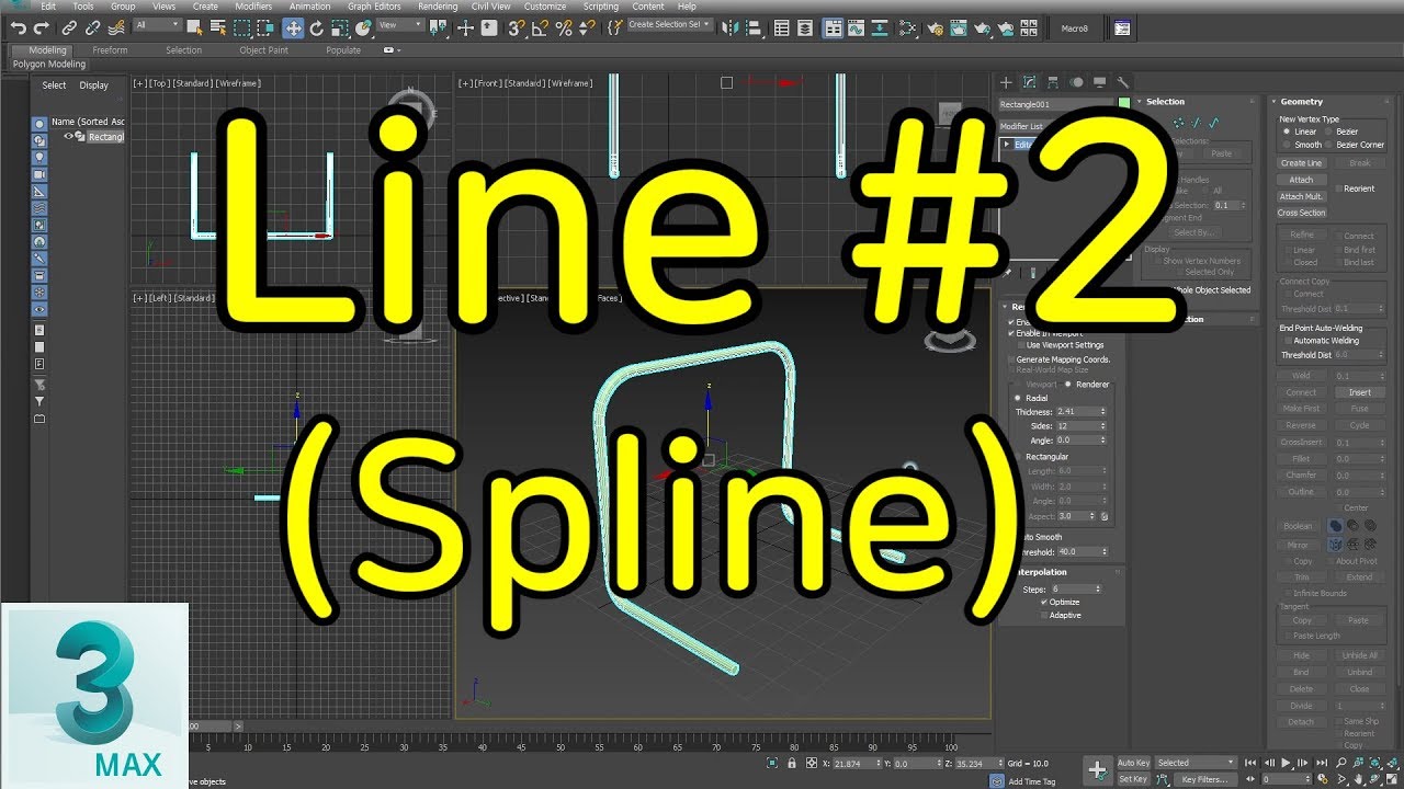 3ds Max Line #2 (Spline) - YouTube