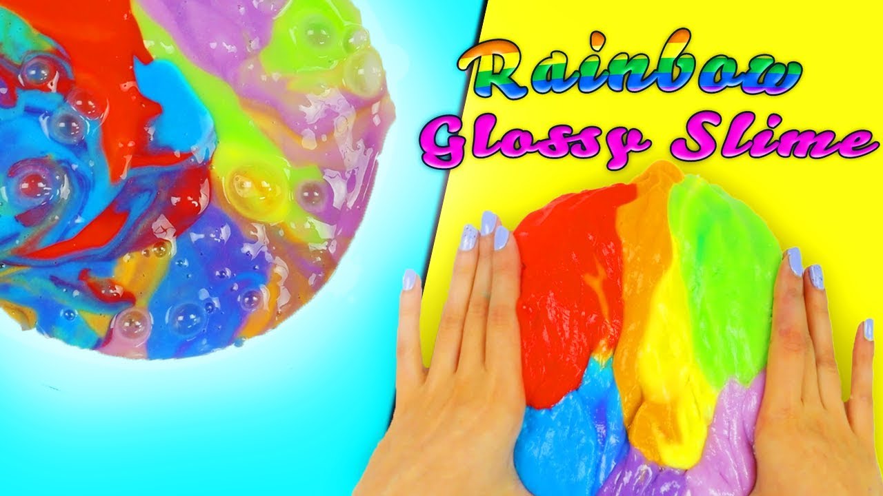 Rainbow Slime DIY Fluffy Glossy Slime! Colorful Slime Recipe - YouTube