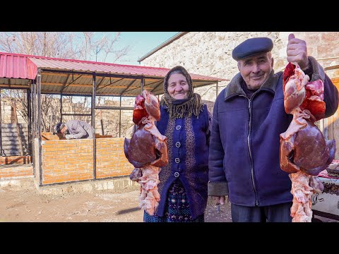 Cooking Lamb Heart, Liver and Kidney in the Village, We Build a Small House for Cooking, Rural Life