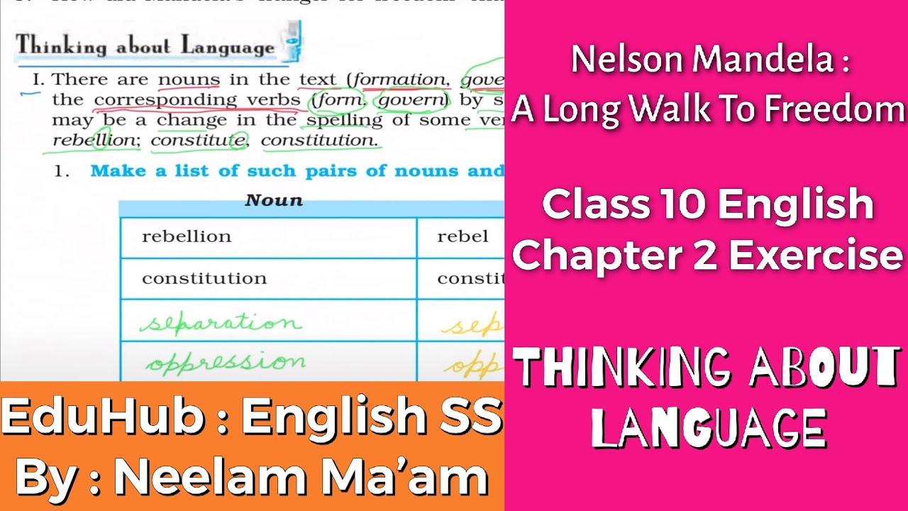 Class 10 English Chapter 2 Exercise Nelson Mandela: Long Walk To ...