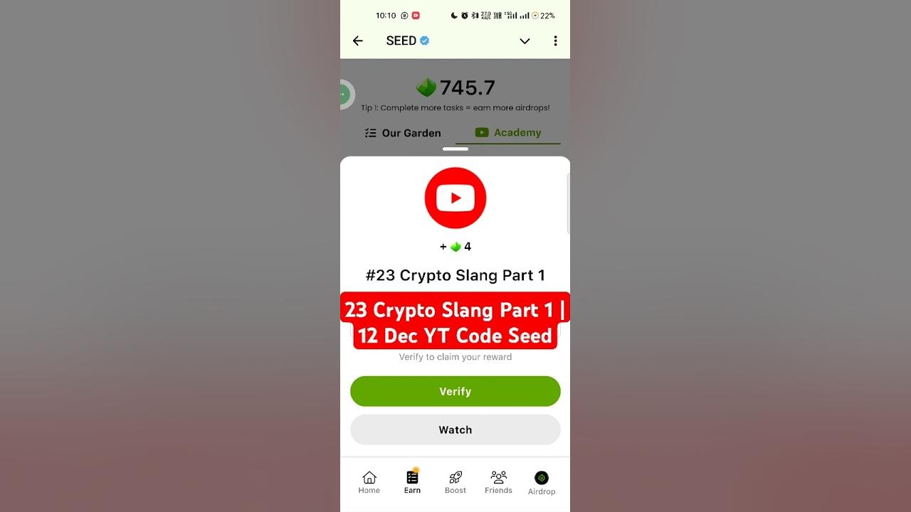 SEED Verify Code | #23 Crypto Slang Part 1 | SEED'S New Video Code | Seed Code | Seed Video Code ...