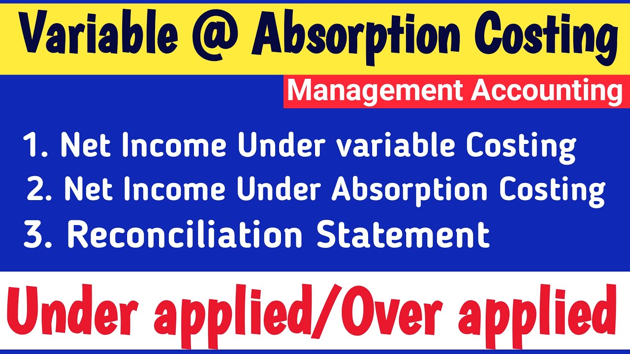 variable costing vs absorption costing | Uder applied and Over applied | management accounting ...
