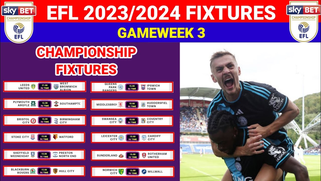 English Football Championship Fixtures Today Matchday 3 ¦ EFL ...