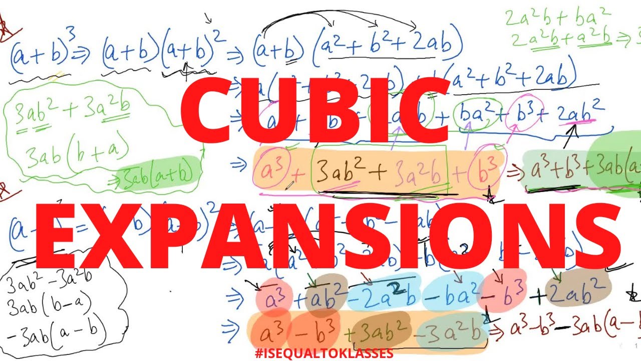 CUBIC expansions (a+b)^3 (a-b)^3 whole cube formula CLASS 9 identities ...