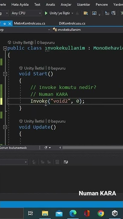 Unity Invoke Komutu Kullanımı #shorts - YouTube