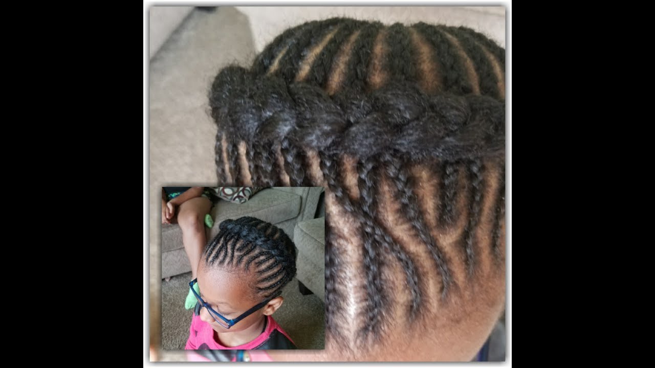 Natural hair/protective styling halo/crown braid on kids - YouTube