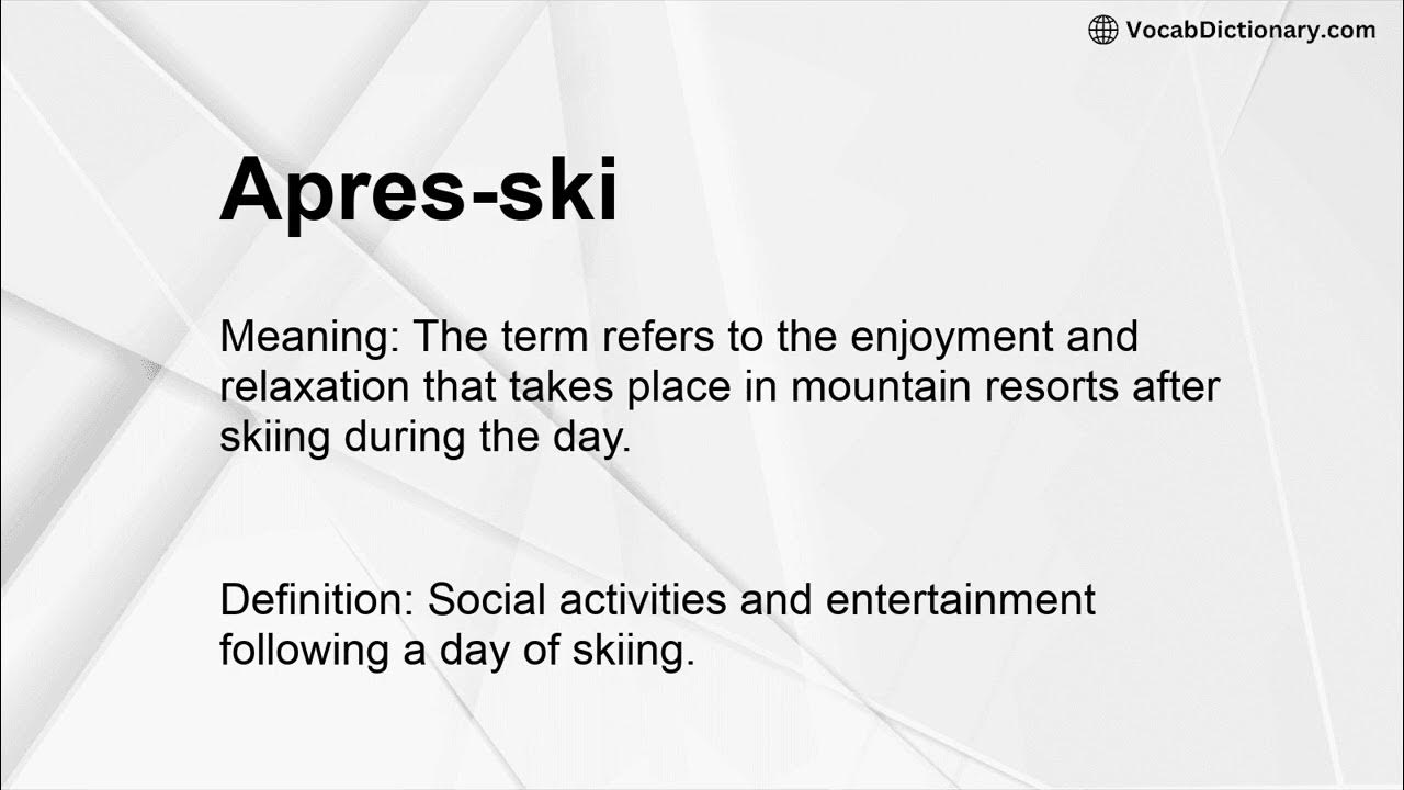 Apres-ski Meaning - YouTube