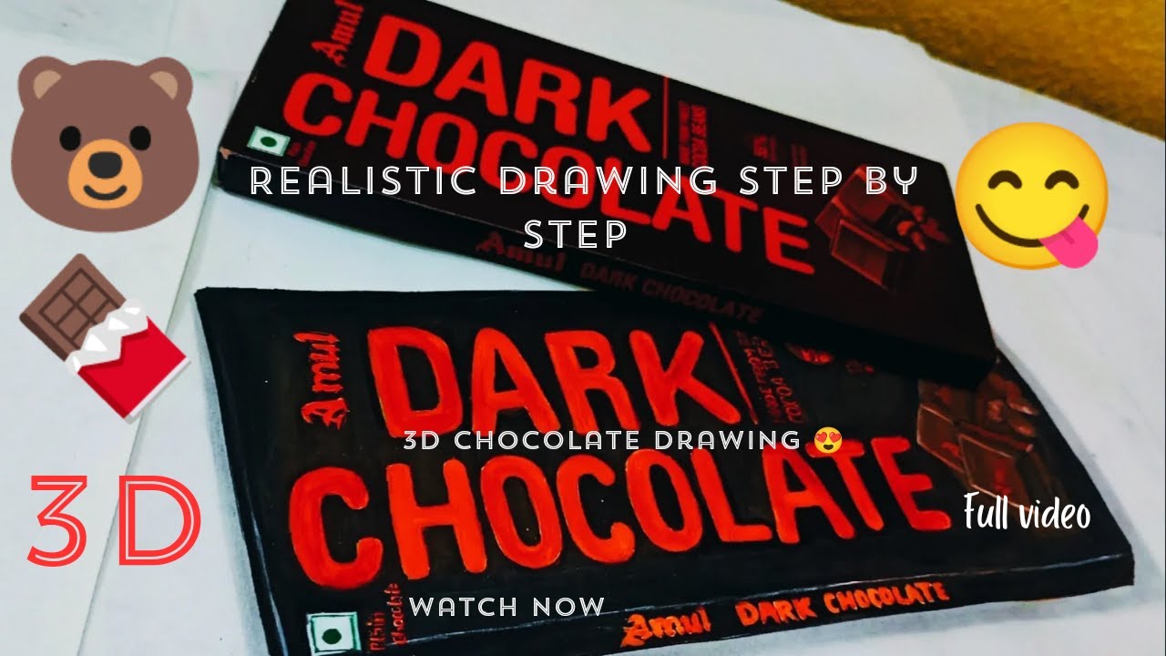 3D realistic chocolate drawing 😍| How to draw realistic drawing | # ...
