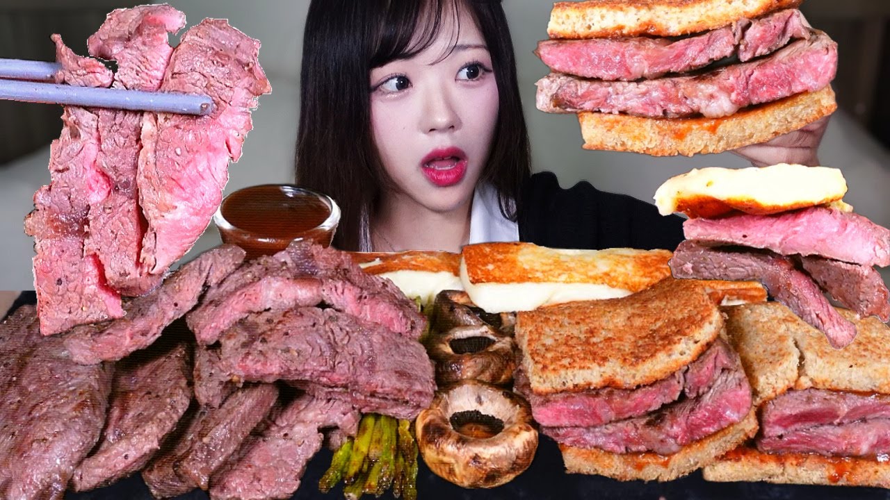 소고기 1kg 산처럼 쌓아먹는 쾌감..🥩 육즙가득 부채살스테이크에 비프 샌드위치 먹방 리얼사운드 BEEF STEAK & BEEF ...
