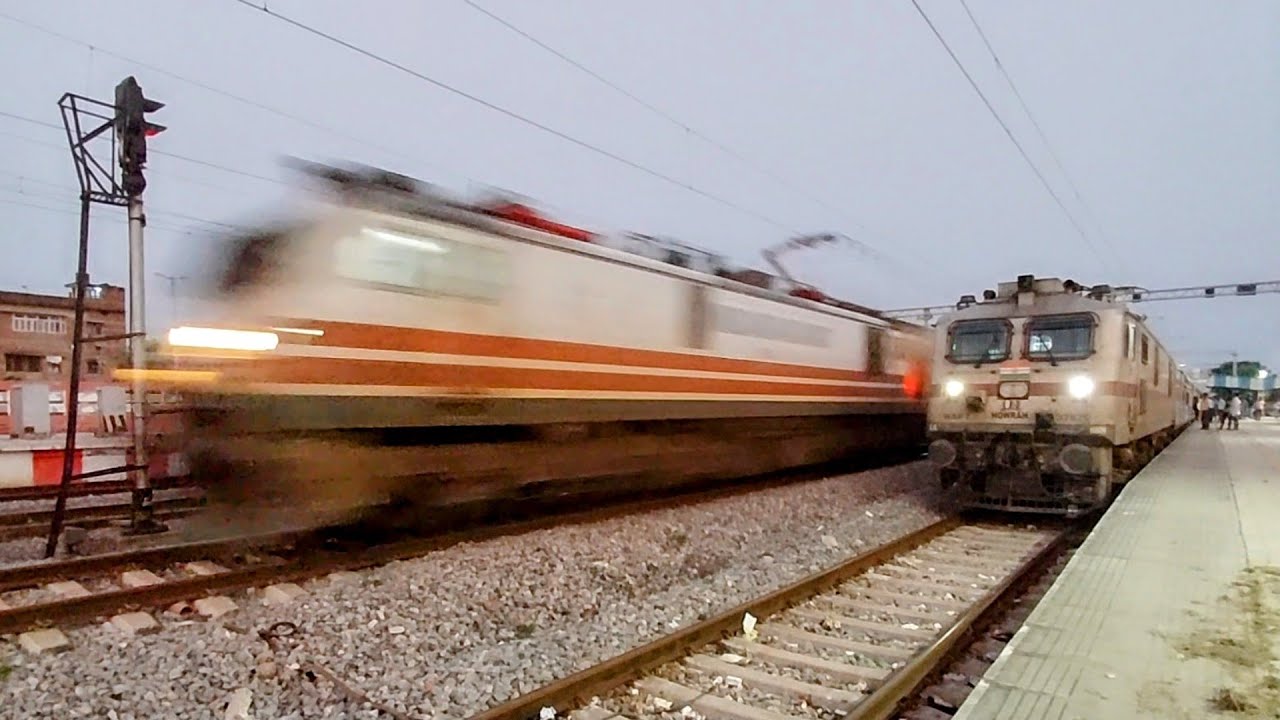 Wap5 thrashes Wap7:Ayodhya Delhi express overtaking Doon express and ...