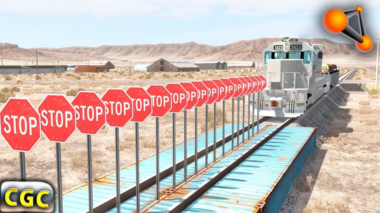 BeamNG Drive Train Smashes through destructible objects #3 - YouTube