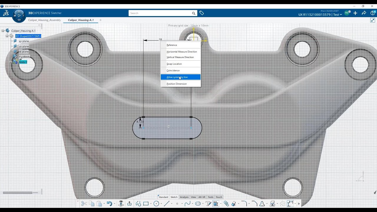 📐CATIA Tip and Trick - How to Use the “Allow Symmetry Line” Option in ...