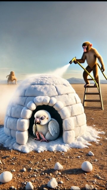 The parrot built a house of ice… but the monkey destroyed it all #ai # ...