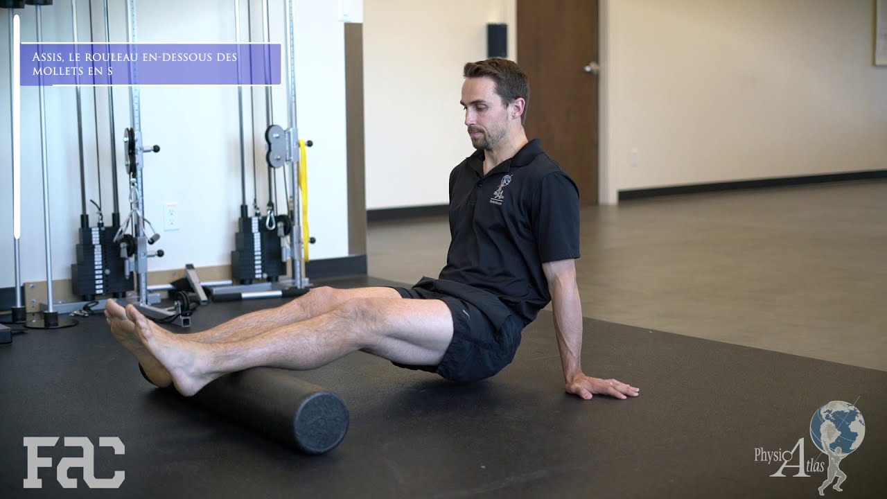 Exercice De Réadaptation Membre Inférieur Étirement Rouleau