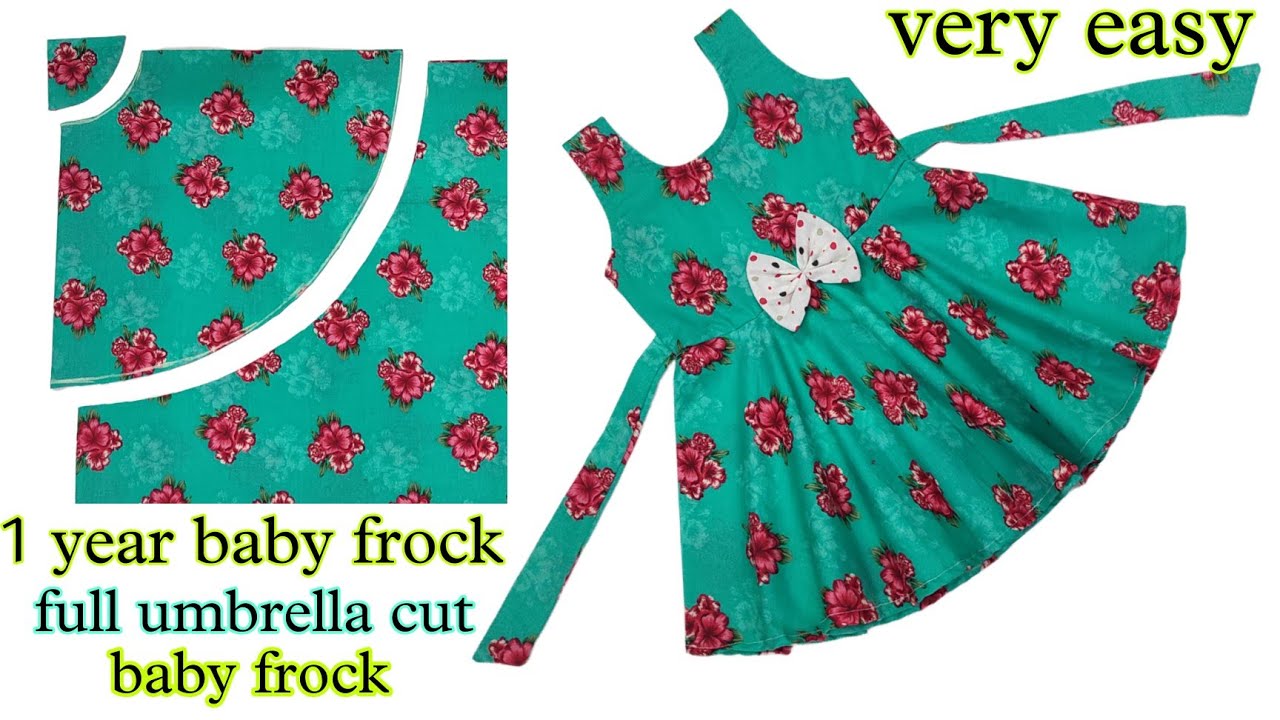 1 year Baby frock chatting and andstitching full umbrella cut baby ...