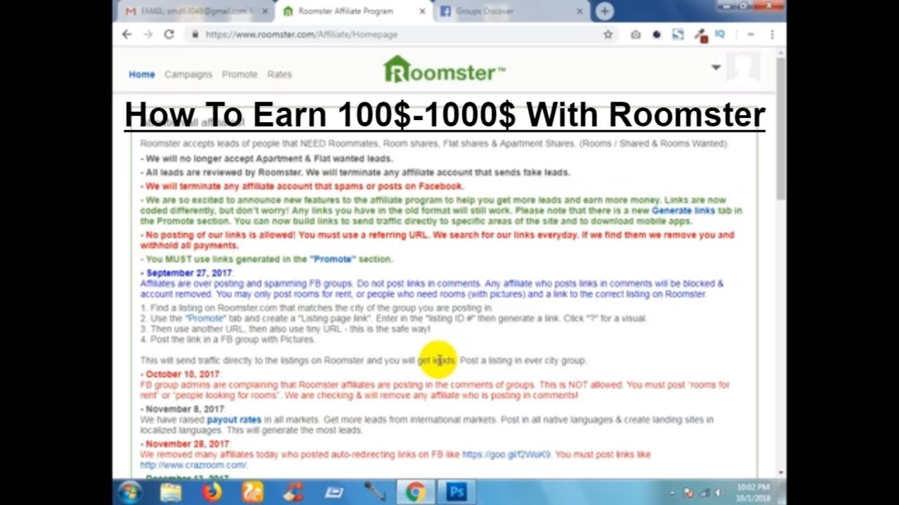 How To Earn 100$-1000$ With Roomster l how to make money from roomster ...