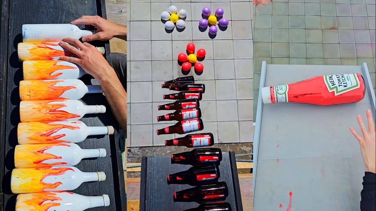 Breaking Glass Bottle - 12 | Crushing crunchy things | Dropping bottle ...