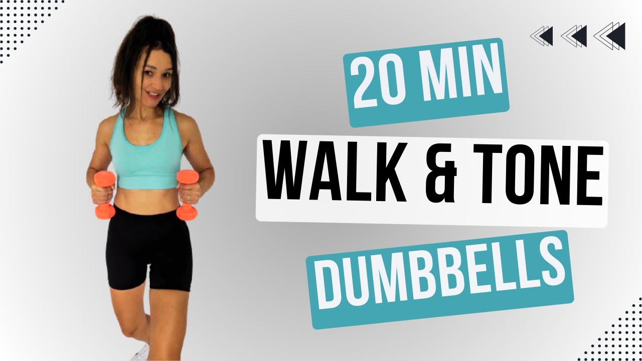 20 MIN WALKING WORKOUT WITH DUMBBELLS - Walk & Tone Workout with ...