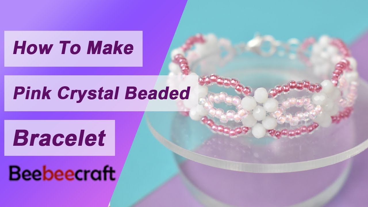 How to Make Pink Crystal Beaded Bracelet - YouTube