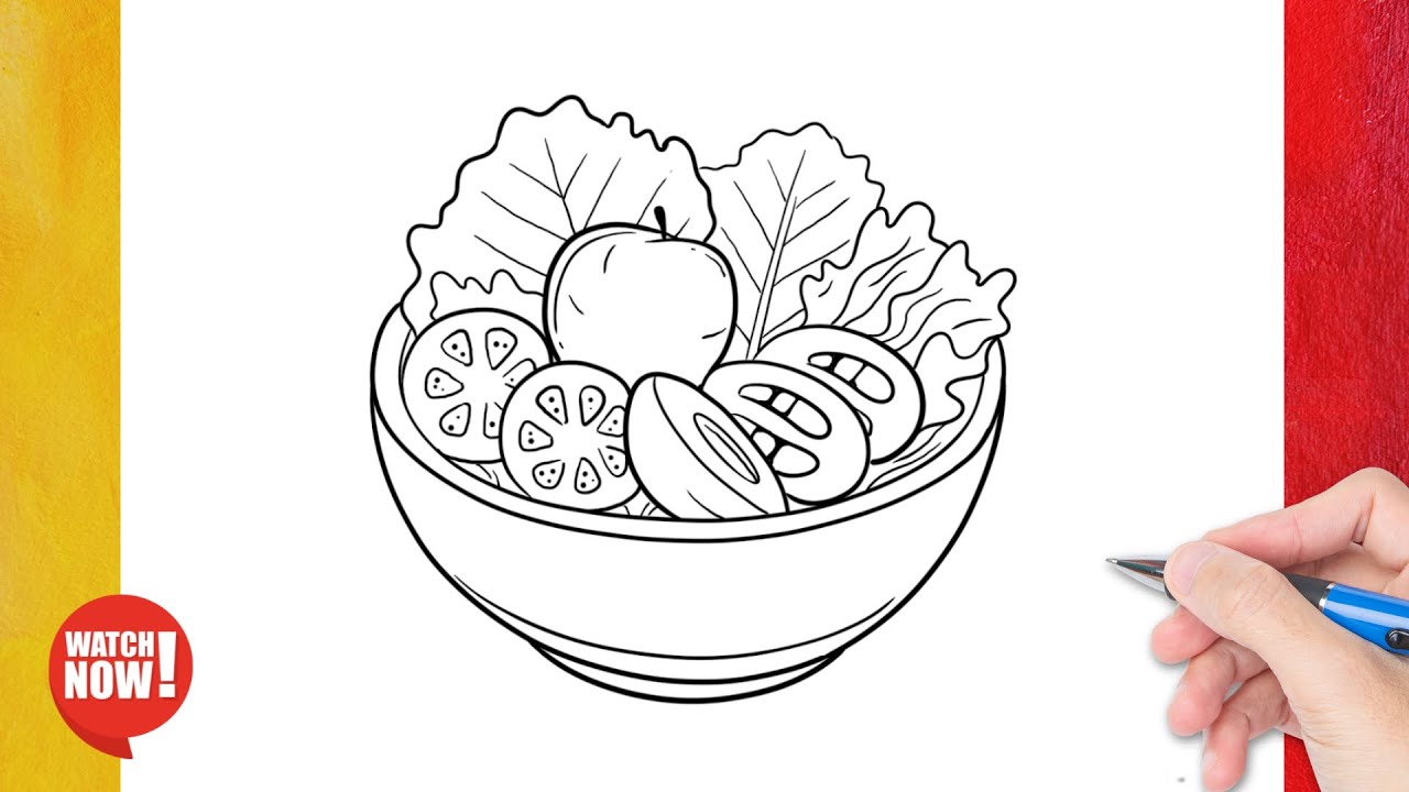 How to draw Salad - YouTube