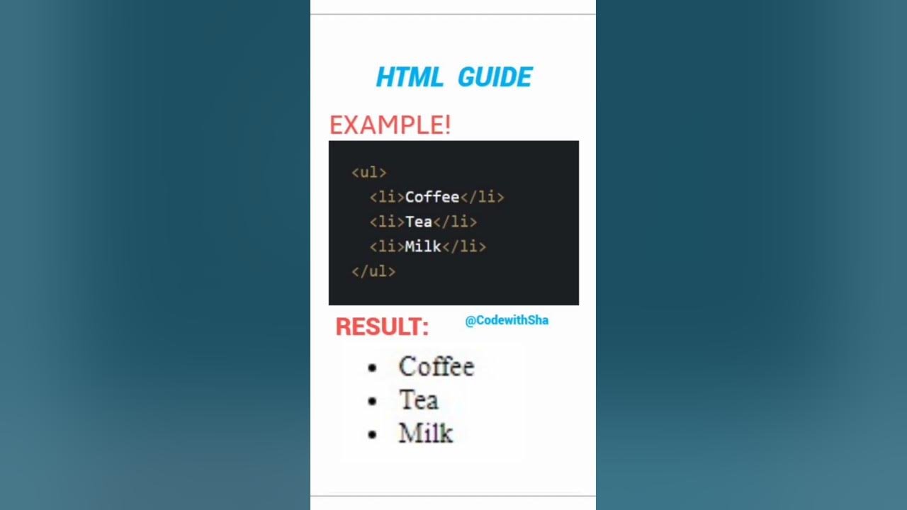 Html Listing Tags Webdevelopment Its Programmer Codewithha Viral Coding Html Codinglover