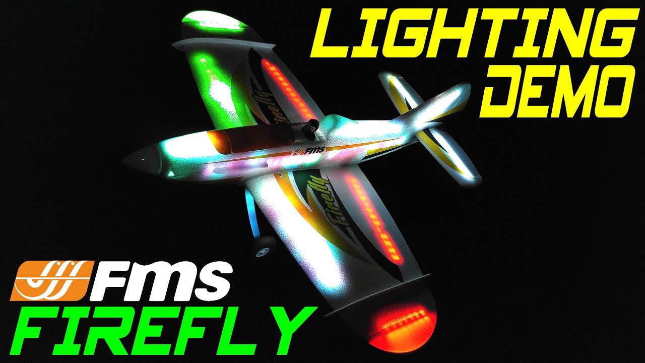 FMS FIREFLY 1100mm Lighting Demo & NIGHT FLIGHT DEMO By: RCINFORMER ...
