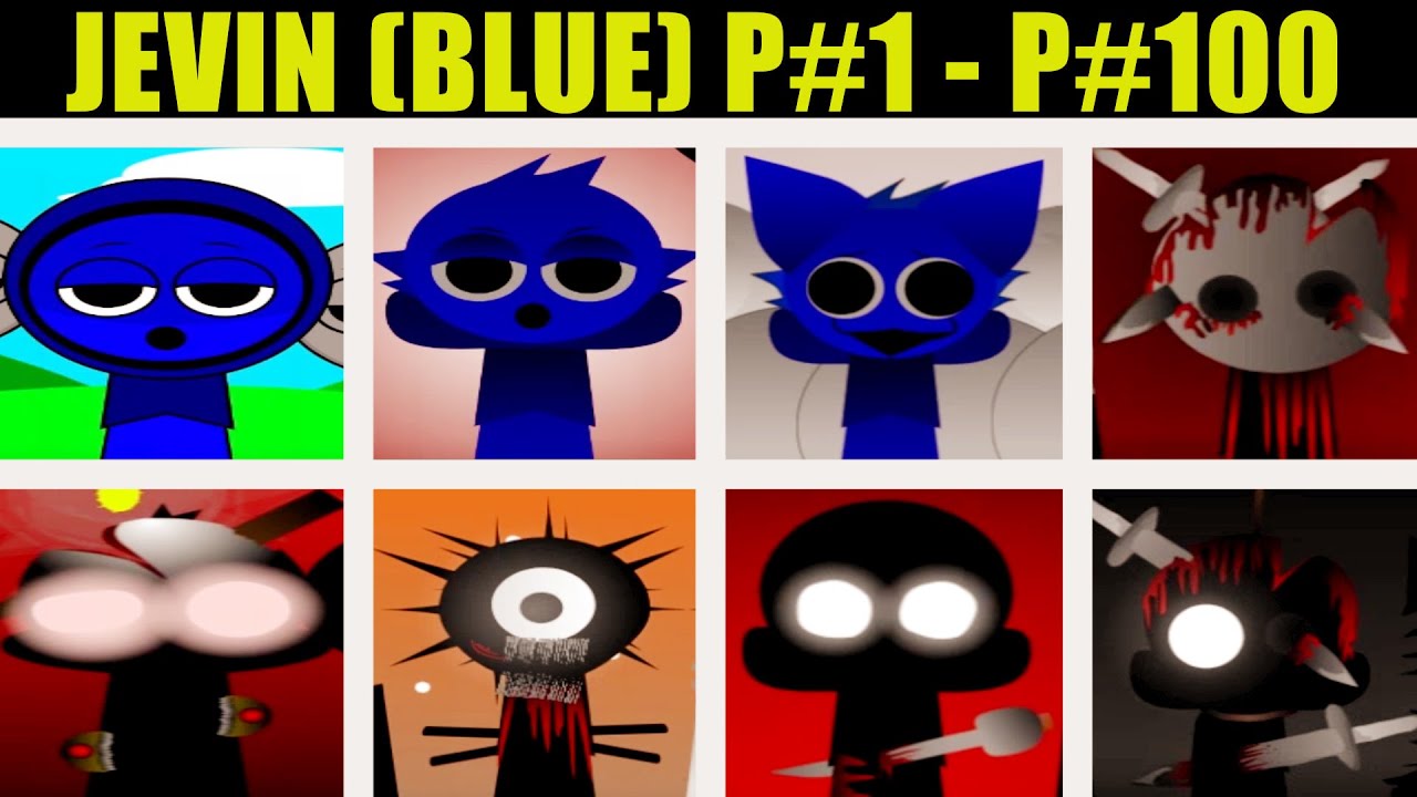 JEVIN (BLUE) in Incredibox Sprunki Phase 1 vs Phase 2 vs Phase 52 vs ...