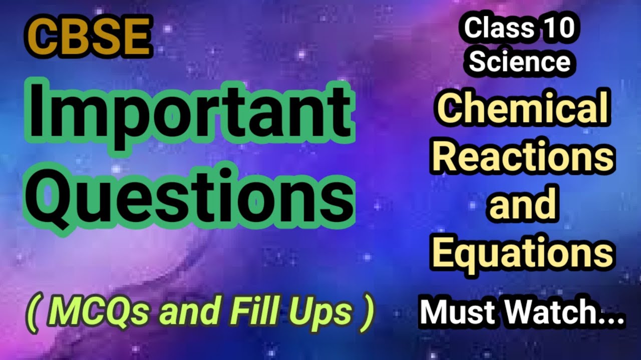 CBSE Important Questions I Class 10 Science Chapter -1 - YouTube