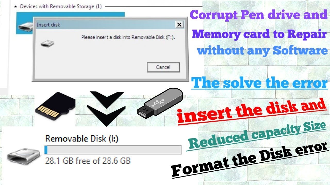 Corrupt Pen drive & Memory card Repair Without any Software || fix ...
