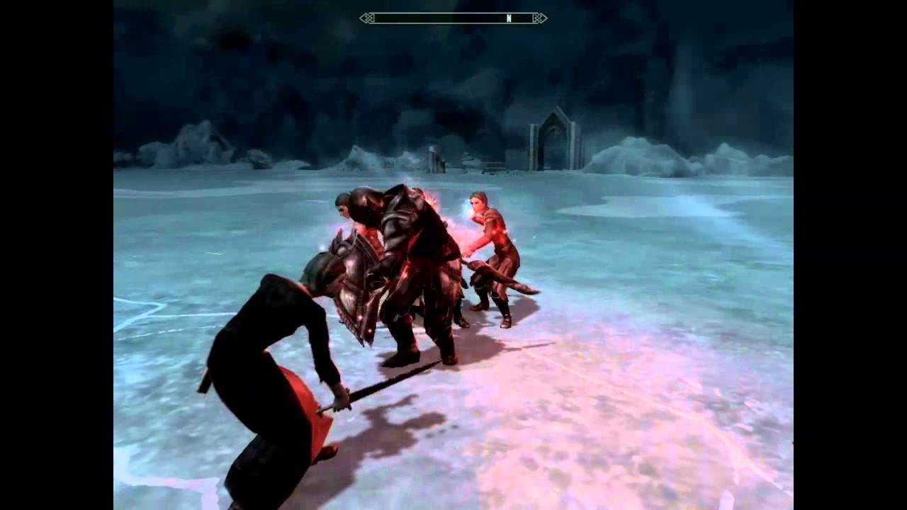 Skyrim Battles - The Ebony Warrior vs 4 Nightmaster Vampires ...