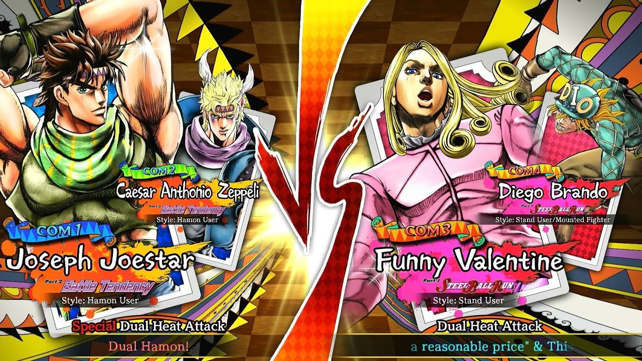 Jojo EOH Joseph and Caesar vs Funny Valentine and Diego - YouTube