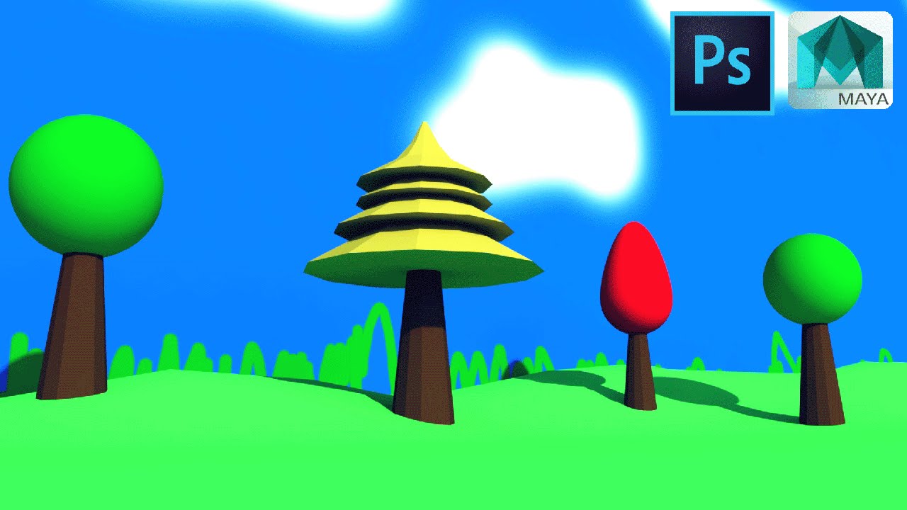 How to create a simple cartoon Style Backdrop in Maya 2016 - YouTube