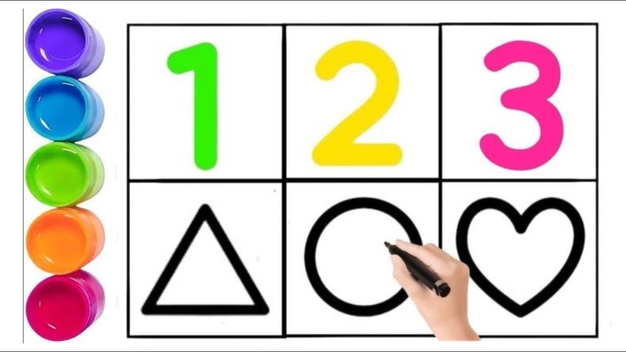 Shapes Drawing for Kids || Learn 123 numbers || Learn 2d Shapes colors ...