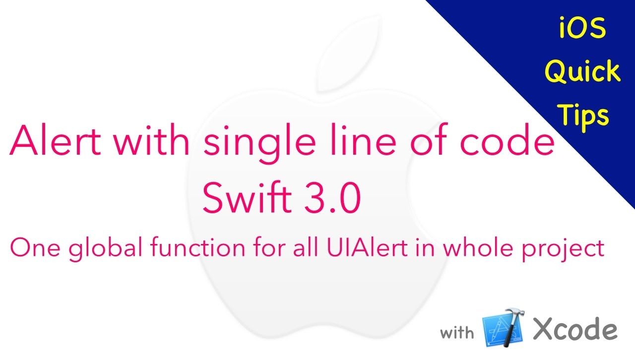 Uialert With Single Line Of Code Using Global Function Uialertcontroller Swift 30 Youtube