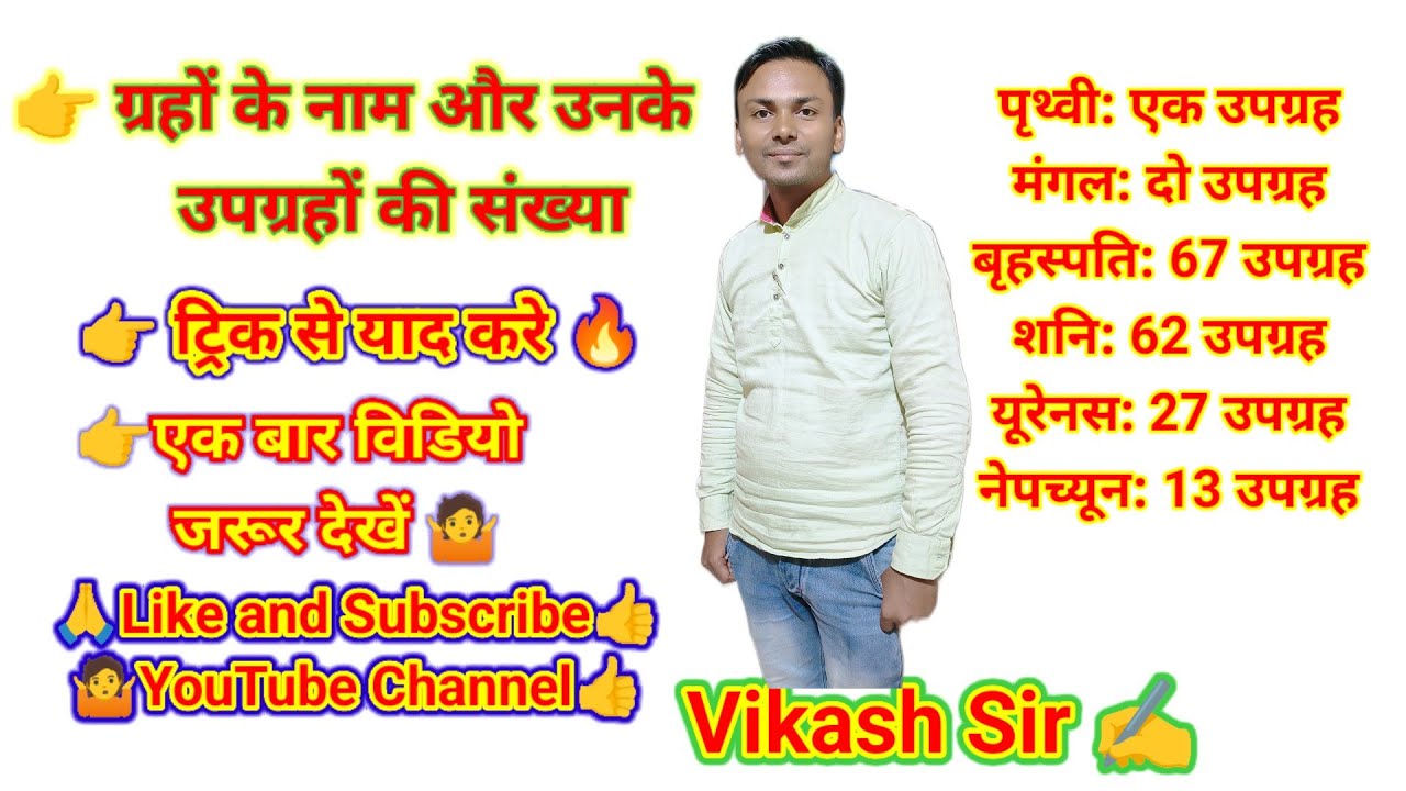 # ग्रह के नाम और उनके उपग्रह की संख्या 🪐Grah aur upgrah ki sankhya 🌌 GK ...